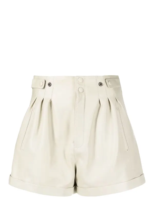 Saint Laurent High-waisted Leather Shorts - Neutrals