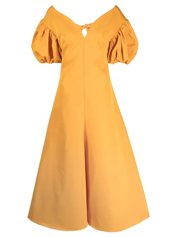 Rosie Assoulin Short Puff Sleeves Gown - Yellow