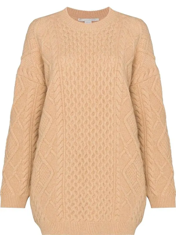 Stella McCartney Beige Virgin Wool Aran Knit Oversized Jumper - Neutrals