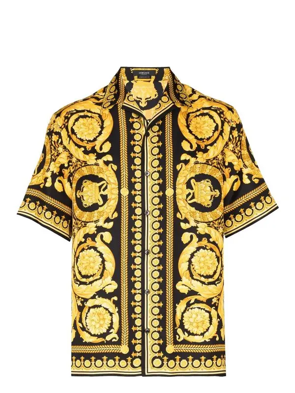Versace Barocco-print Silk Shirt - Yellow