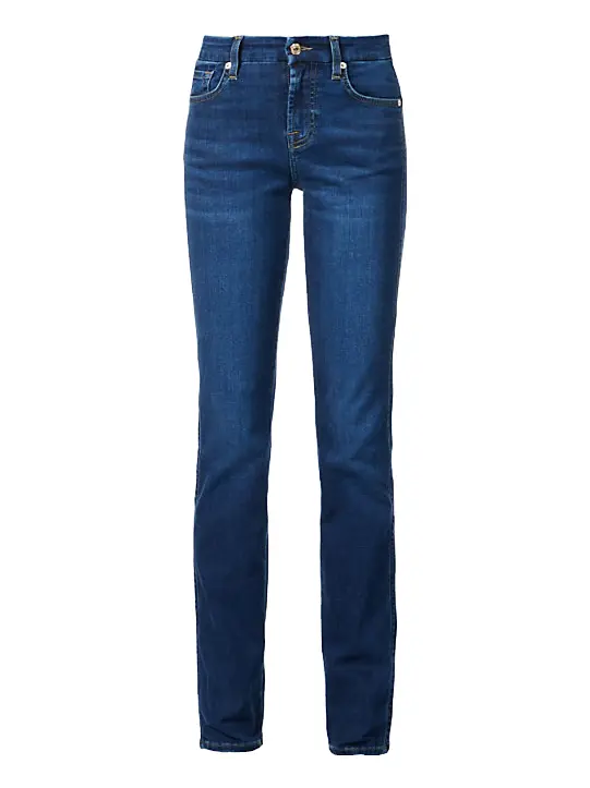 7 For All Mankind Kimmie Straight-leg Mid-rise Jeans - Rinsed Indigo