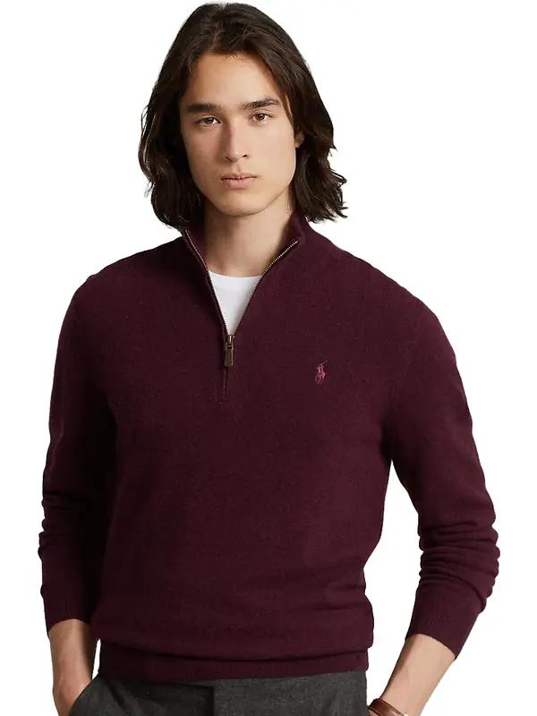 Ralph Lauren Wool Quarter-zip Sweater - Aged Wine Heather