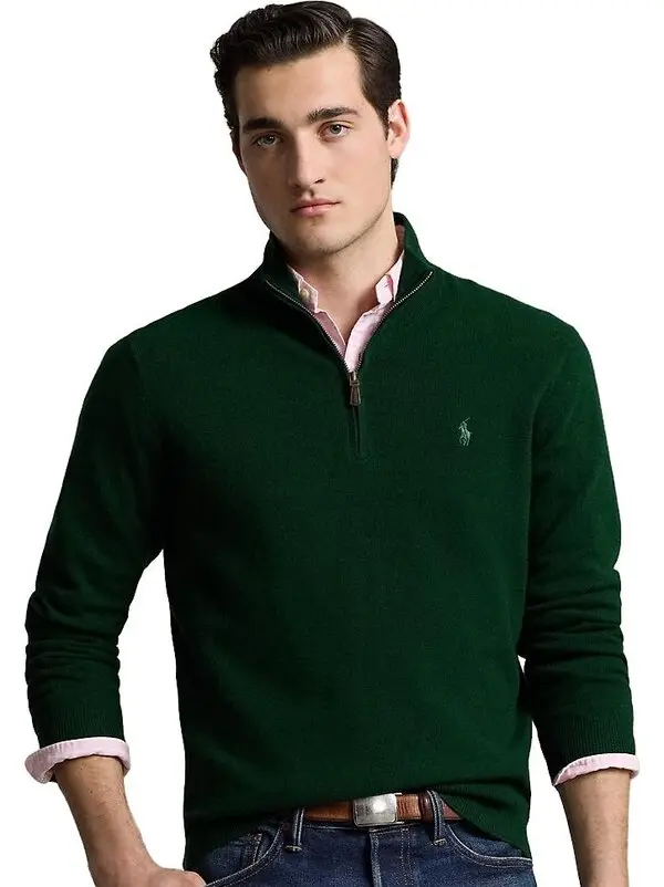 Ralph Lauren Wool Quarter-zip Sweater - Moss Agate