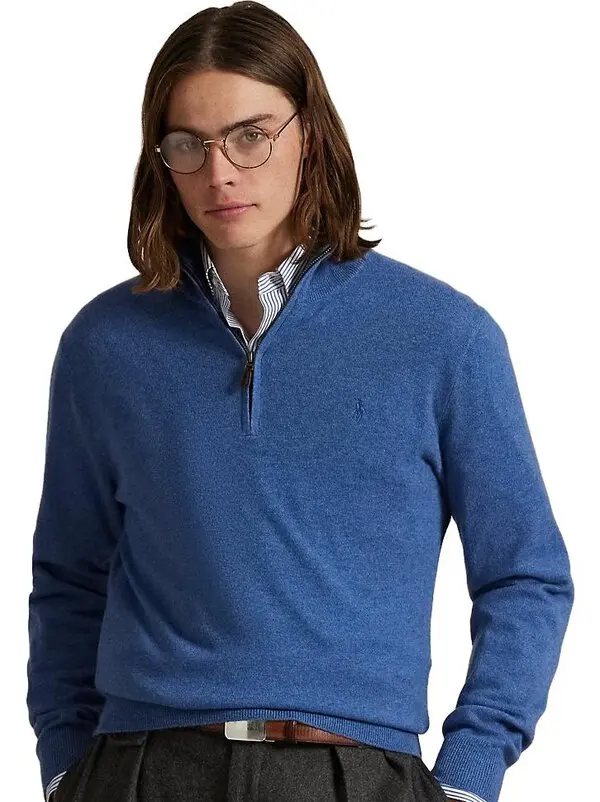 Ralph Lauren Wool Quarter-zip Sweater - Tide Pool Blue Hthr