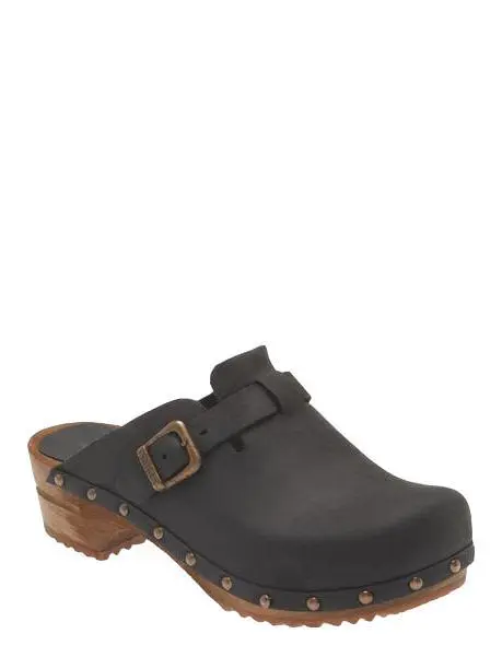 SANITA Kristel Studded Leather Clogs - Black