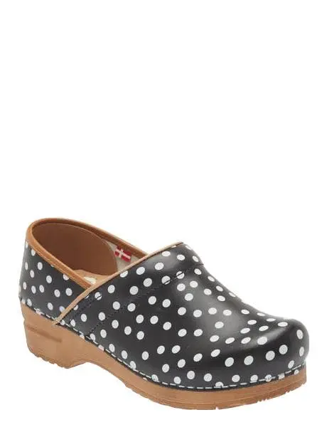 SANITA Roxbury Polka Dot Clog - Black
