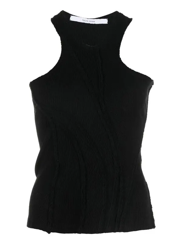 TALIA BYRE Rib-knit Halterneck Tank Top - Black