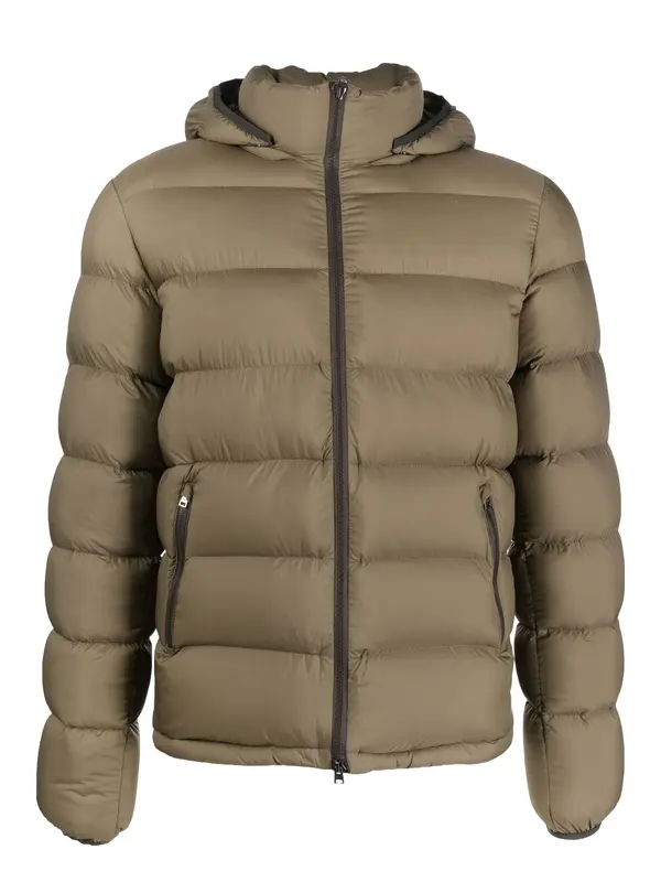 Herno Quilted Zip-up Hooded Jacket - Green