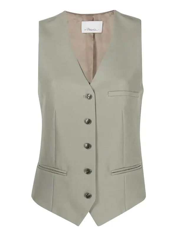 3.1 Phillip Lim Tailored V-neck Vest - Grey