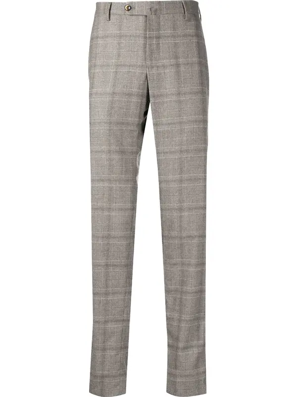 PT TORINO Check-print Trousers - Grey