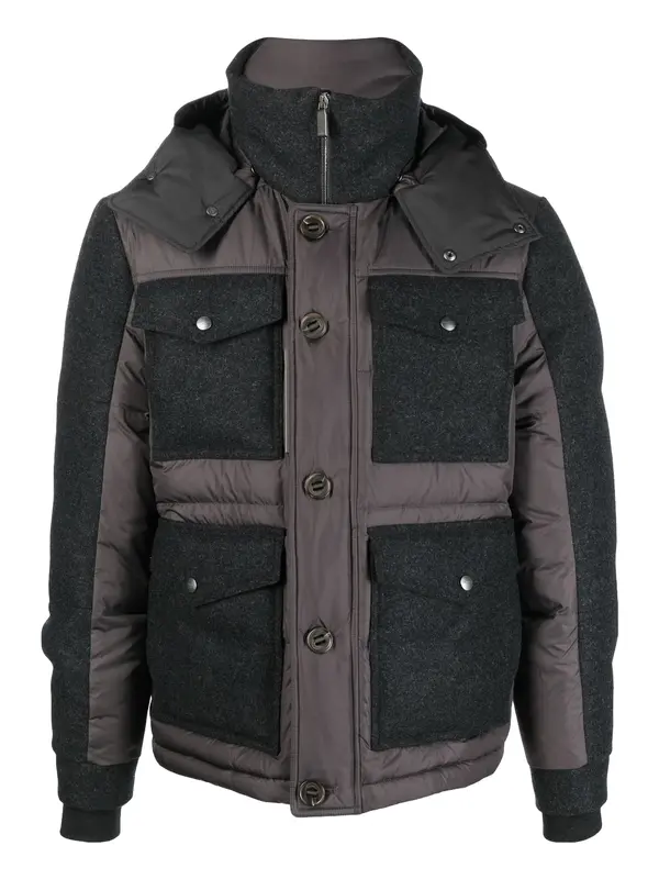 Canali Hooded Padded Jacket - Grey