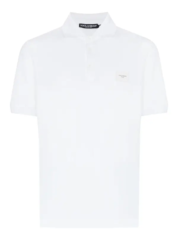 Dolce & Gabbana Logo Plaque Polo Shirt - White