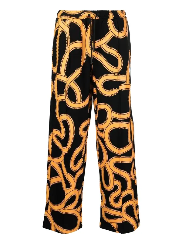COUNTY OF MILAN Snake-print Track Pants - Black