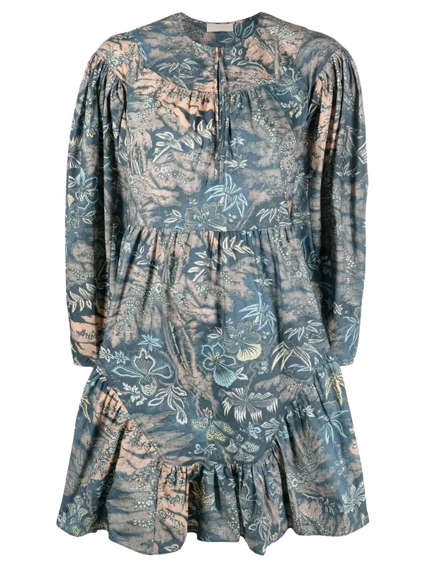 Ulla Johnson Leiko Floral-print Mini Dress - Blue