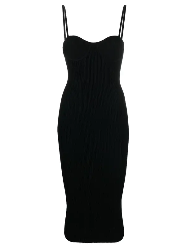 Helmut Lang Sweetheart-neck Midi Dress - Black
