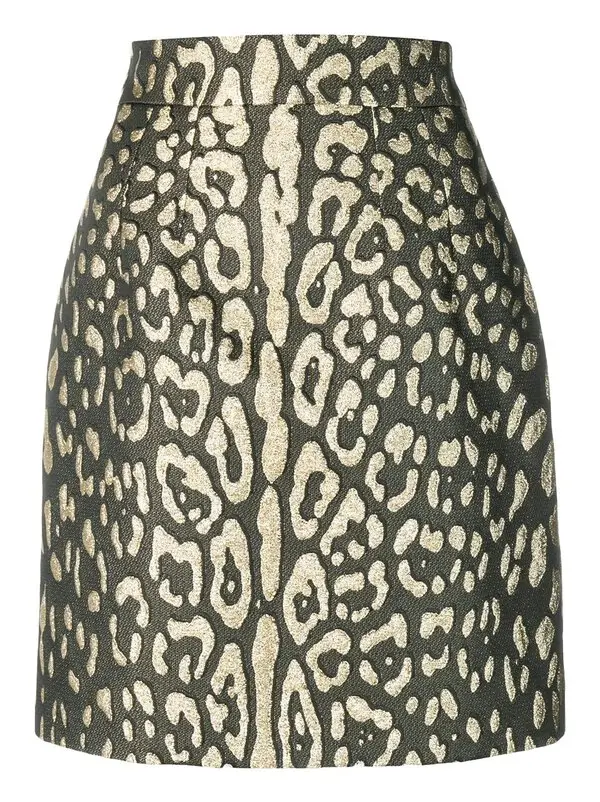 Dolce & Gabbana Metallic Leopard-print Mini Skirt - Black