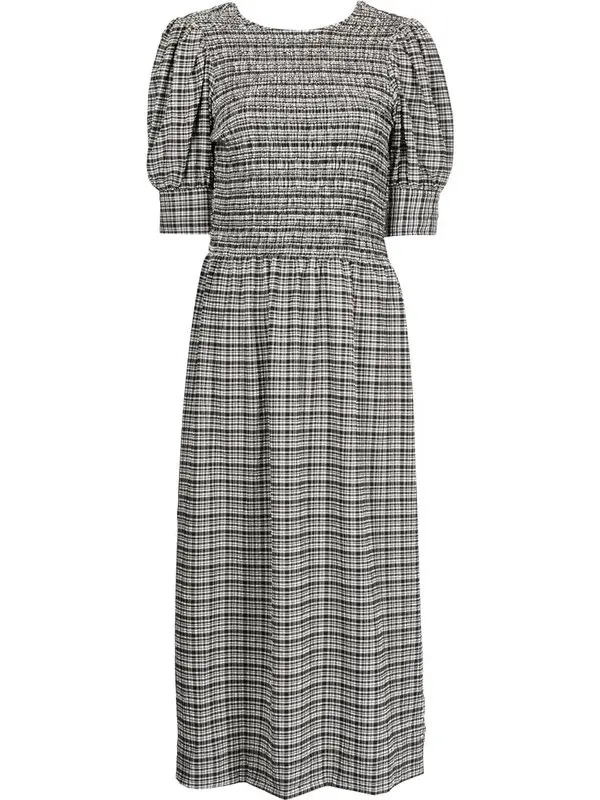 GANNI Check-pattern Maxi Dress - Black