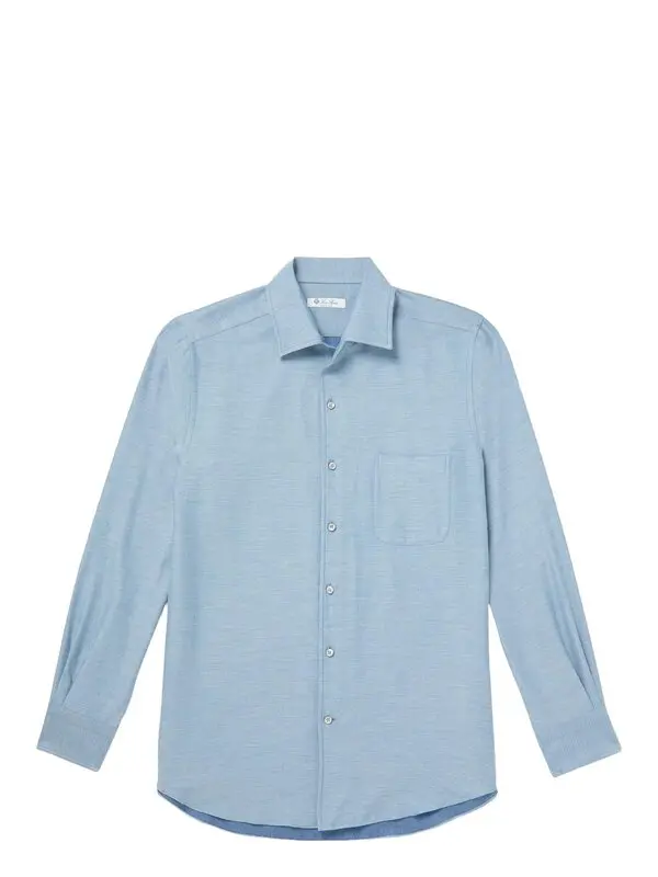 Loro Piana André Cotton And Cashmere-blend Twill Shirt - Blue