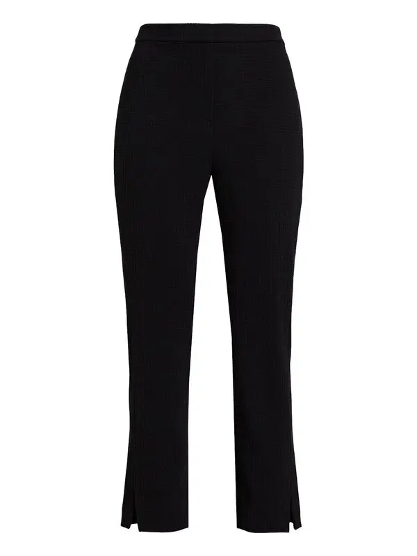 Theory Cropped Waffle-knit Cotton-blend Straight-leg Pants - Black