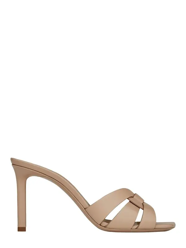 Saint Laurent Leather Tribute Mules 85 - Beige