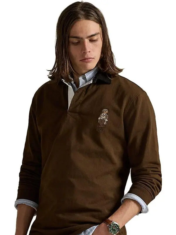 Ralph Lauren Classic Fit Polo Bear Rugby Shirt - Brach Brown