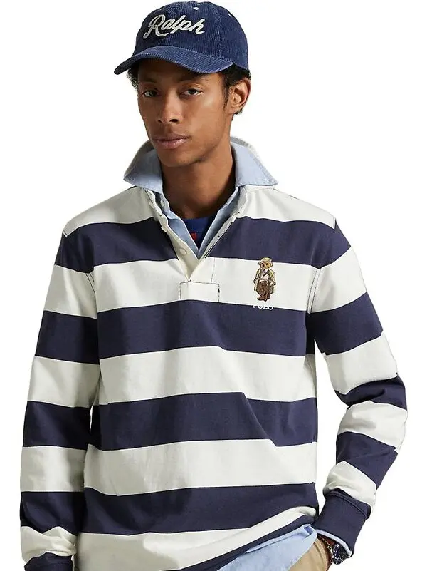 Ralph Lauren Classic Fit Polo Bear Rugby Shirt - Faded Blue/deckwash