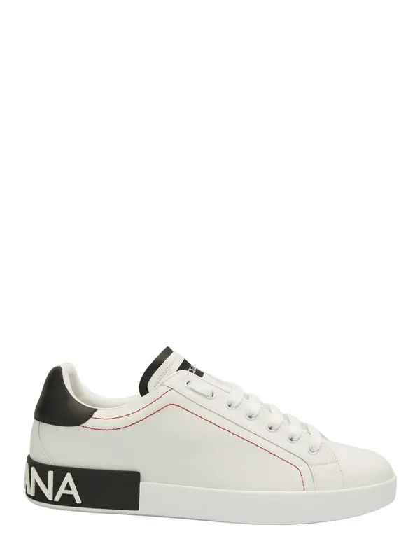 Dolce & Gabbana Portofino Leather Sneakers - White/black