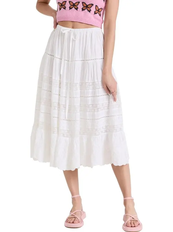 LoveShackFancy Donna Skirt - White