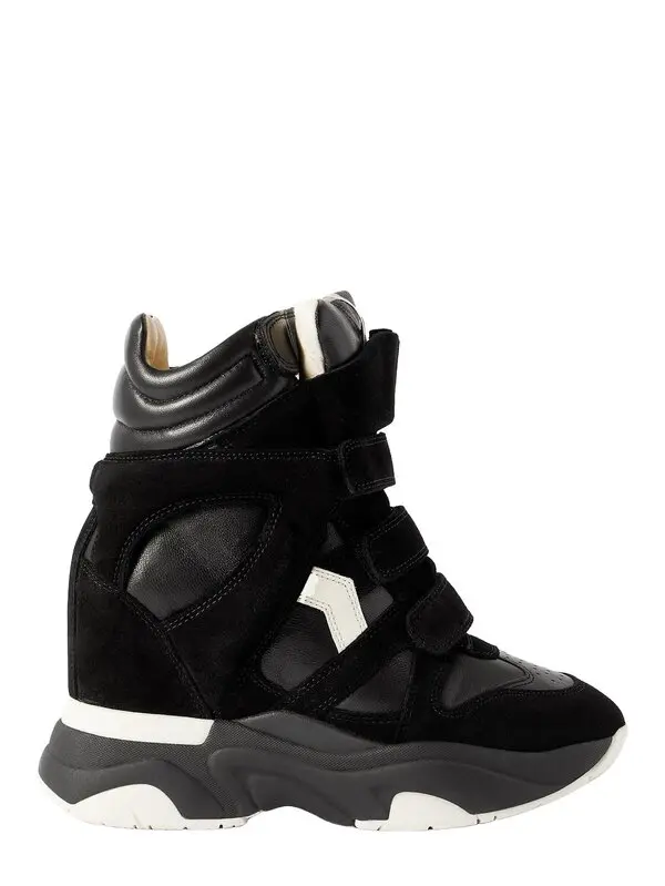 Isabel Marant Balskee Leather And Suede High-top Sneakers - Black