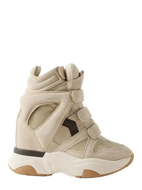 Isabel Marant Balskee Leather And Suede High-top Sneakers - Cream