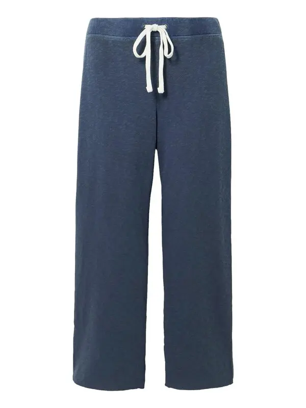 JAMES PERSE Cropped Brushed Cotton-terry Track Pants - Blue