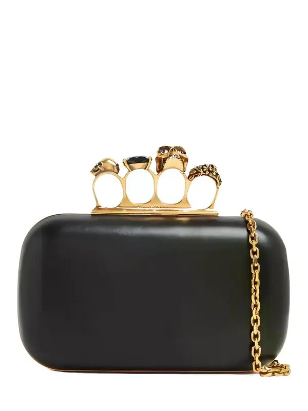 Alexander McQueen Four Ring Knuckle Clutch - Black