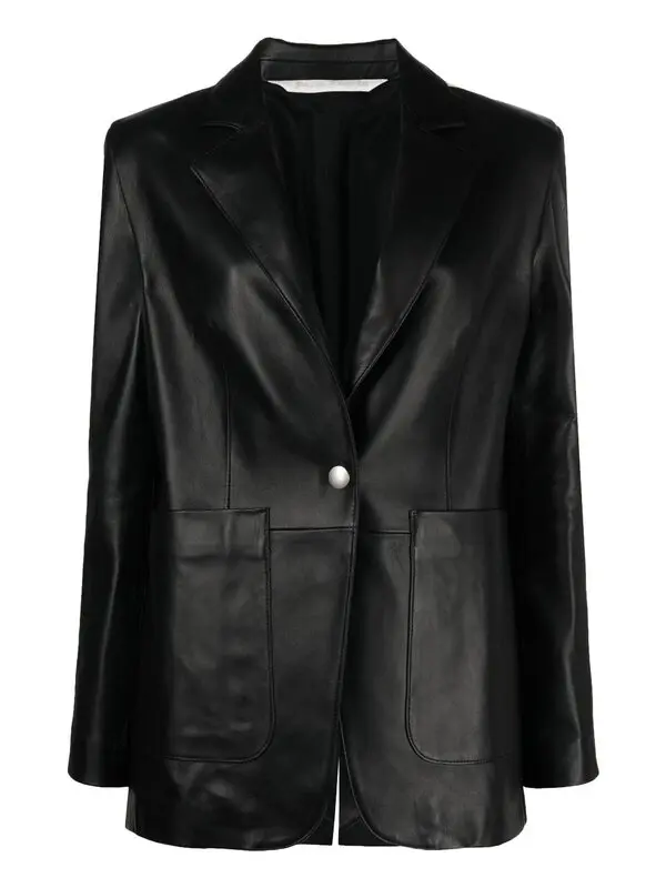 Palm Angels Side Stripe Leather Blazer - Black