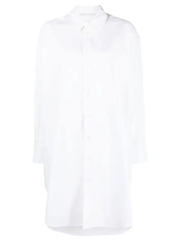 Palm Angels Rhinestone Logo Shirt Dress - White