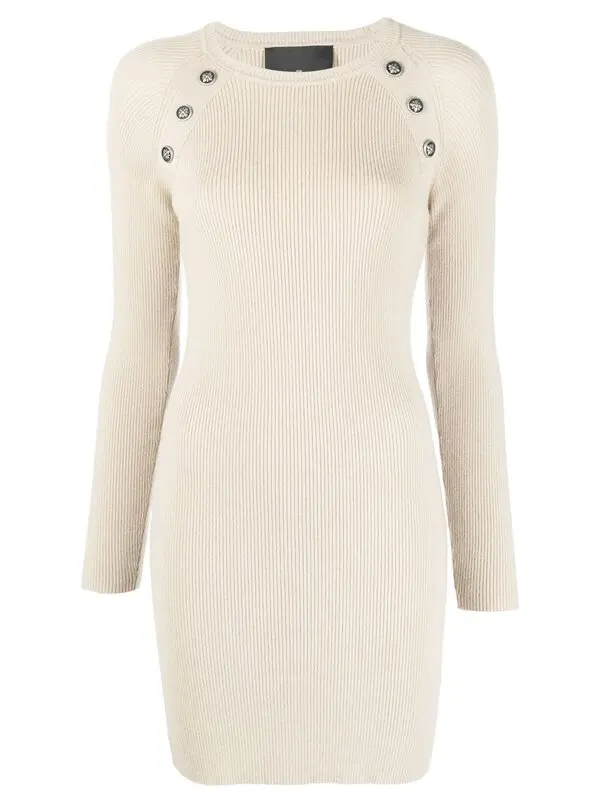 John Richmond Button-embellished Dress - Neutrals