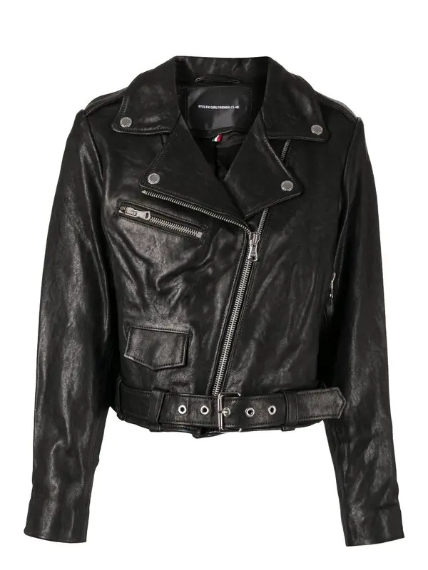 STOLEN GIRLFRIENDS CLUB Joan Cropped Biker Jacket - Black