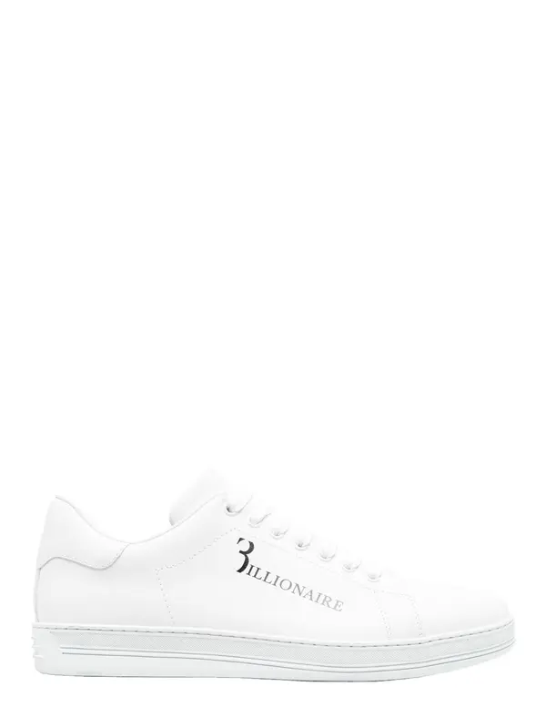 BILLIONAIRE Logo-print Leather Sneakers - White