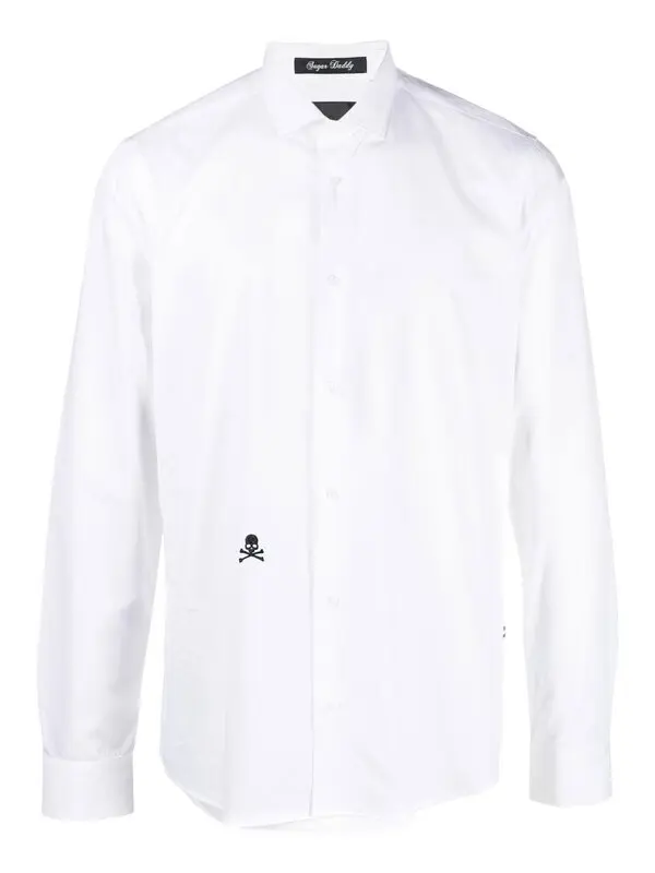 Philipp Plein Embroidered Skull Cotton Shirt - White