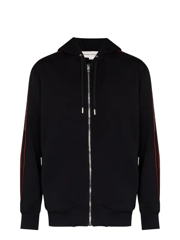 Alexander McQueen Logo-tape Zip-up Hoodie - Black