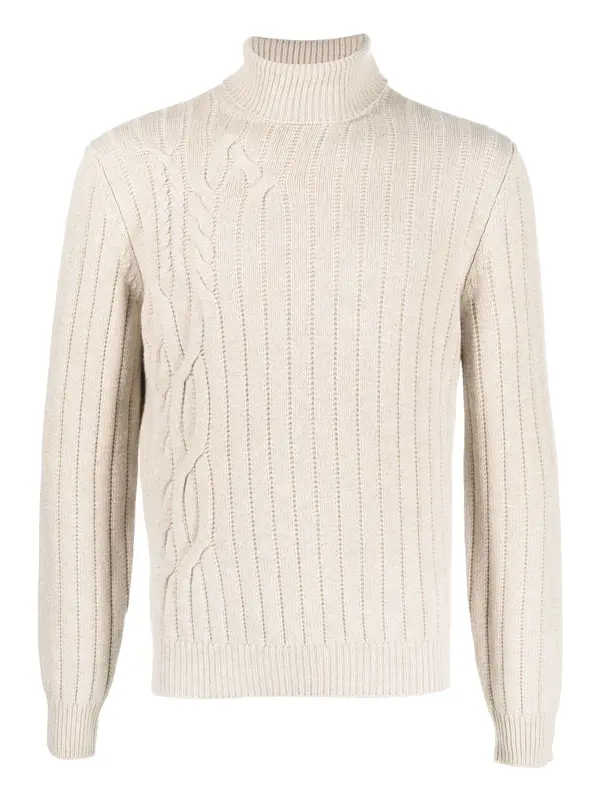 Corneliani Cable-knit Roll-neck Jumper - Neutrals