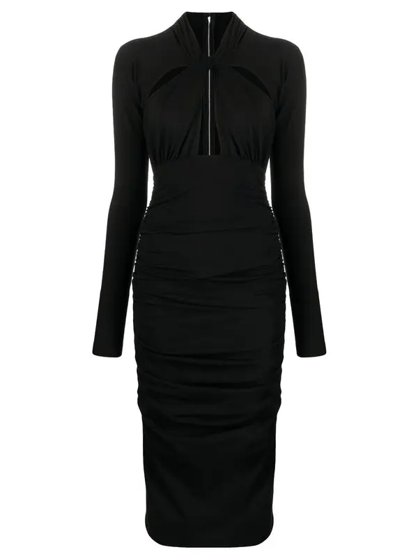 Dolce & Gabbana Cut-out Draped Midi Dress - Black