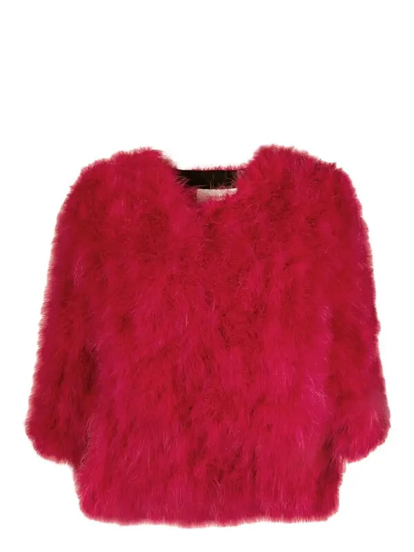 YVES SALOMON Single-breasted Feather Jacket - Pink