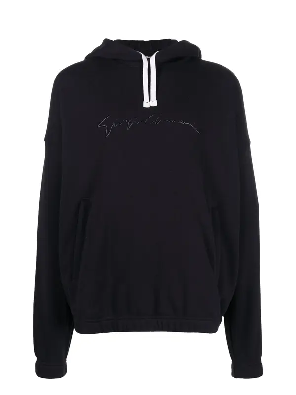 Giorgio Armani Logo-print Cotton Hoodie - Blue