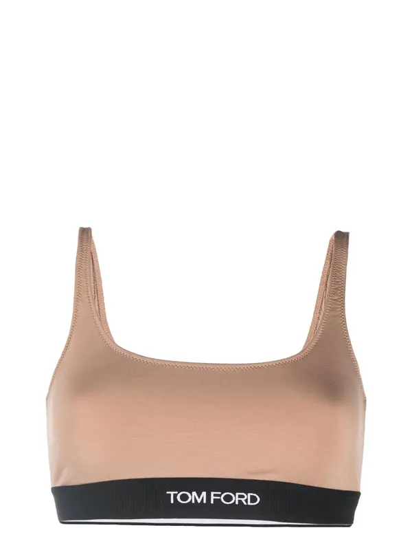 TOM FORD Logo-trim Stretch Bralette - Neutrals