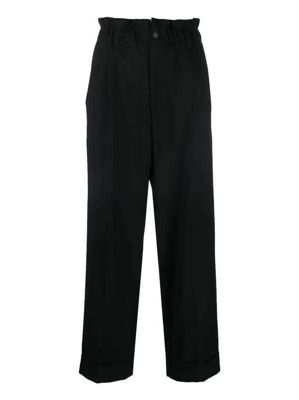 P.a.r.o.s.h Paperbag-waist Straight Leg Trousers - Black