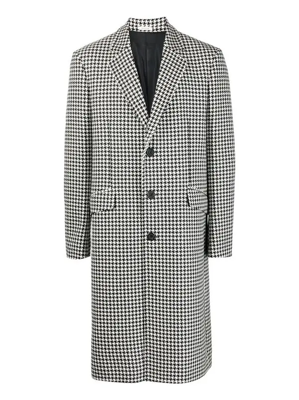 Alexander McQueen Houndstooth Single-breasted Coat - Black