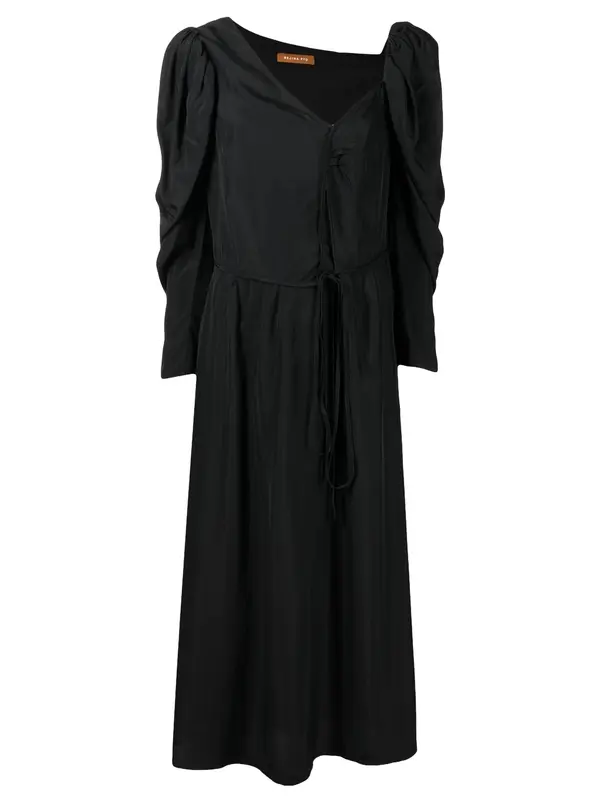 REJINA PYO Long-puff Sleeve Midi Dress - Black