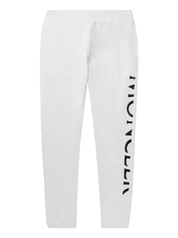 Moncler Tapered Logo-embroidered Cotton-jersey Sweatpants - White