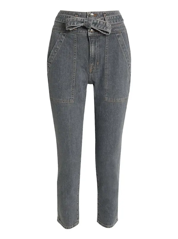 Veronica Beard Logan Belted High-rise Straight-leg Jeans - Gray