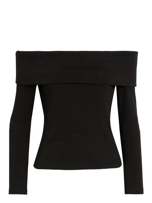 Veronica Beard Fawcett Off-the-shoulder Ribbed Cotton-blend Top - Black